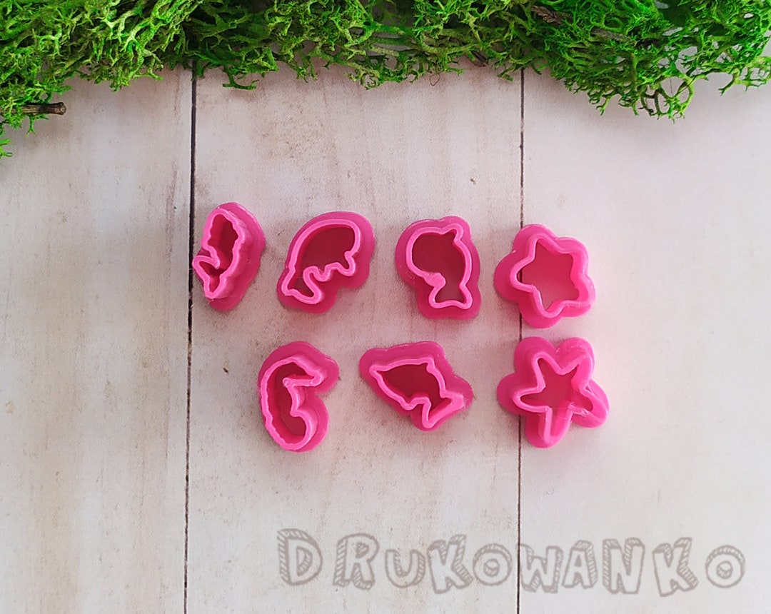 Set of 7 Sweet Sea Ocean Creatures Animals Polymer Clay Cutter Mini ...