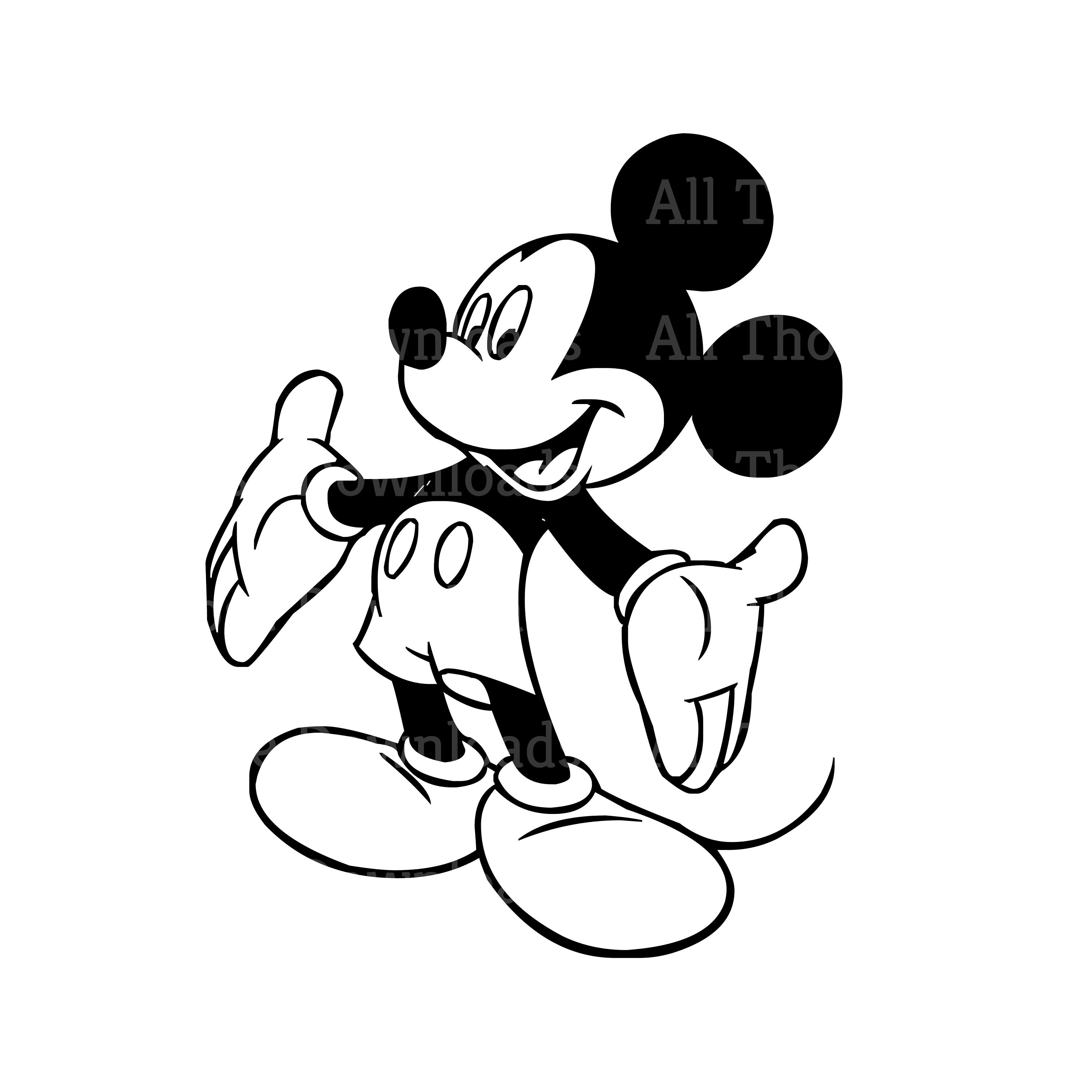 Arms Open Mickey Mouse Body Silhouette SVG | Etsy