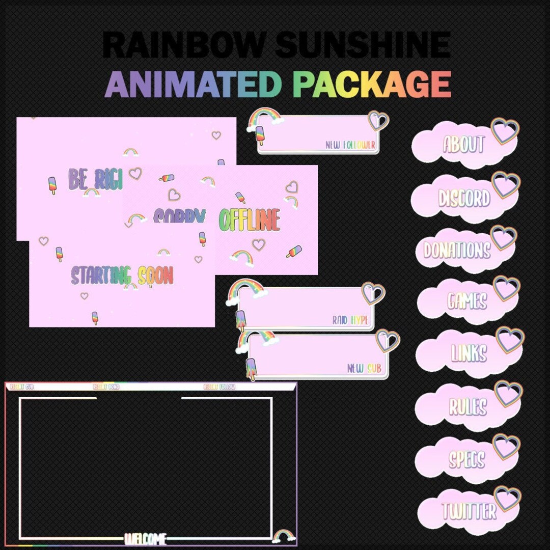 FULLY Animated Rainbow Sunshine Stream Packages Alerts - Etsy