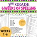 3rd Grade Spelling Worksheets/ 30 Weeks of Spelling Lists/ Spelling ...