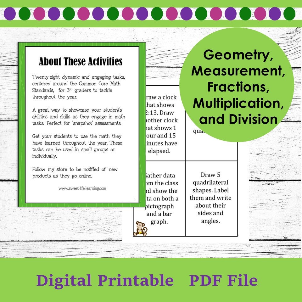 Third Grade Math Task Cards/activities for Third Grade Math/what Every ...