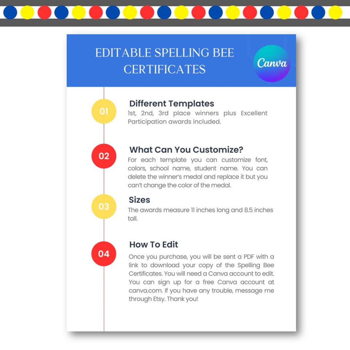 Editable Spelling Bee Award Certificate: Printable Winner Template ...