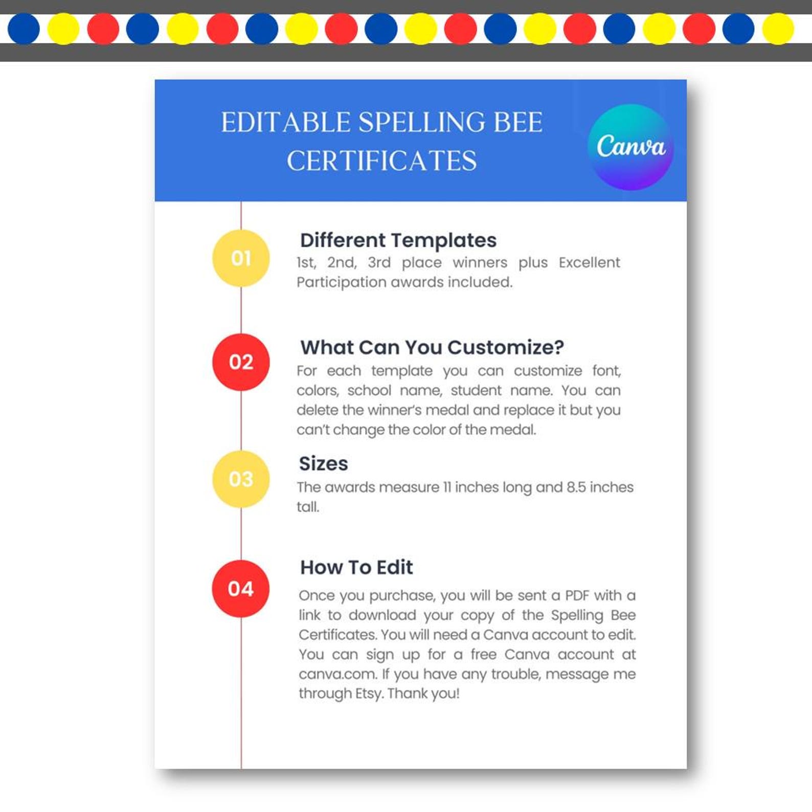 Editable Spelling Bee Award Certificate: Printable Winner Template ...