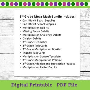 3rd Grade Math Mega Bundle, Math Skills Worksheets, Multiplication ...