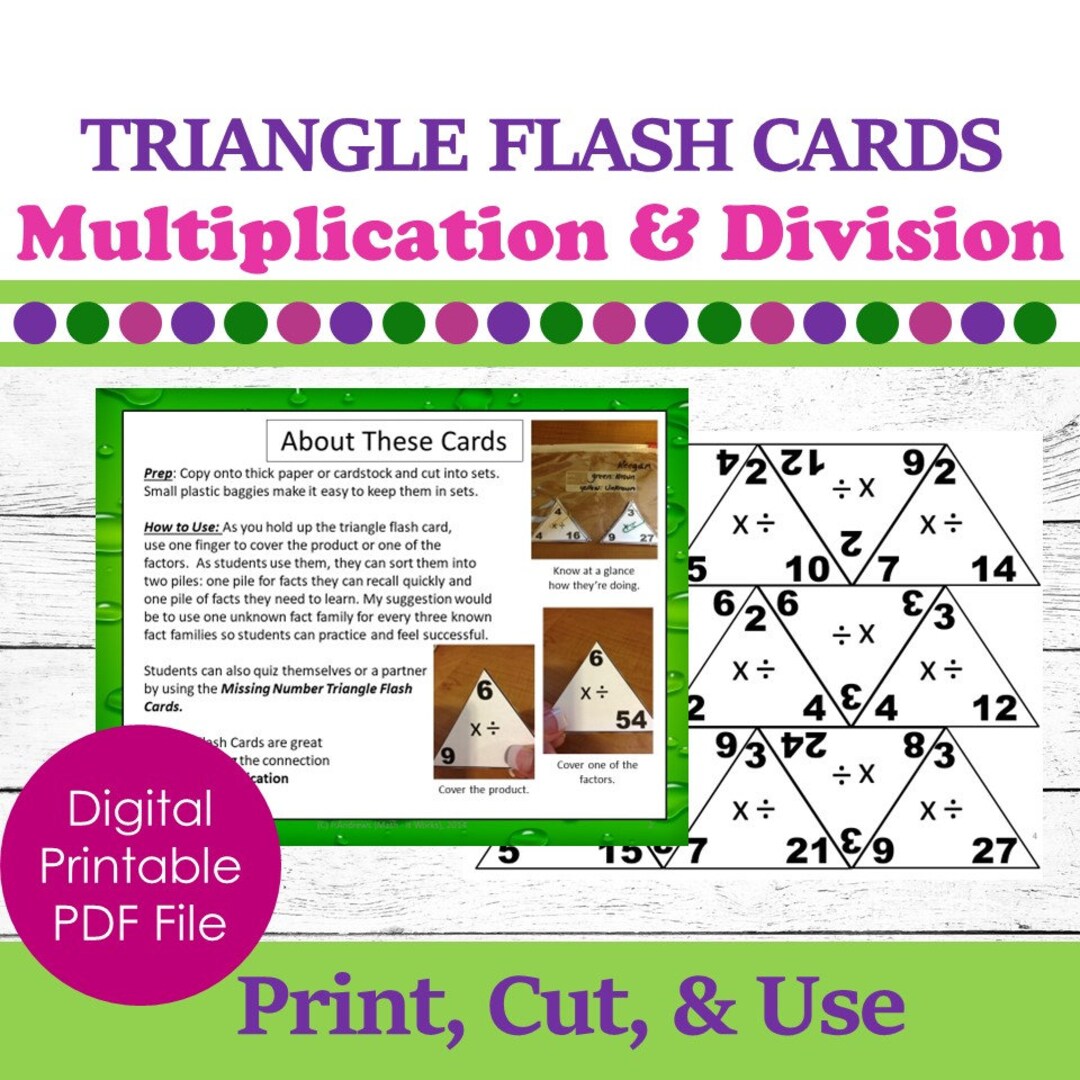 Multiplication Flash Cards, Triangle Flash Cards to Practice ...
