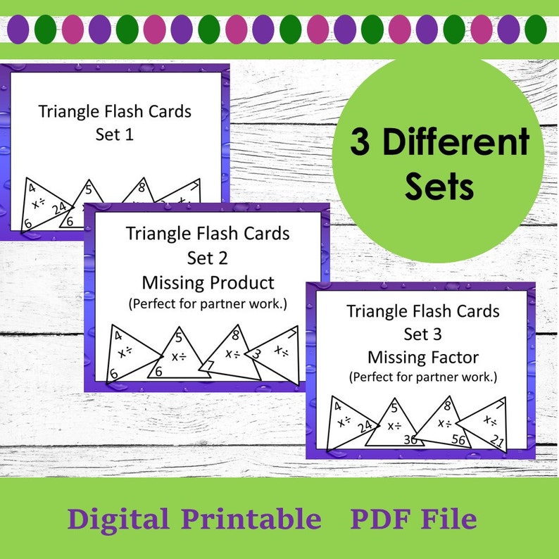 Multiplication Flash Cards, Triangle Flash Cards to Practice ...
