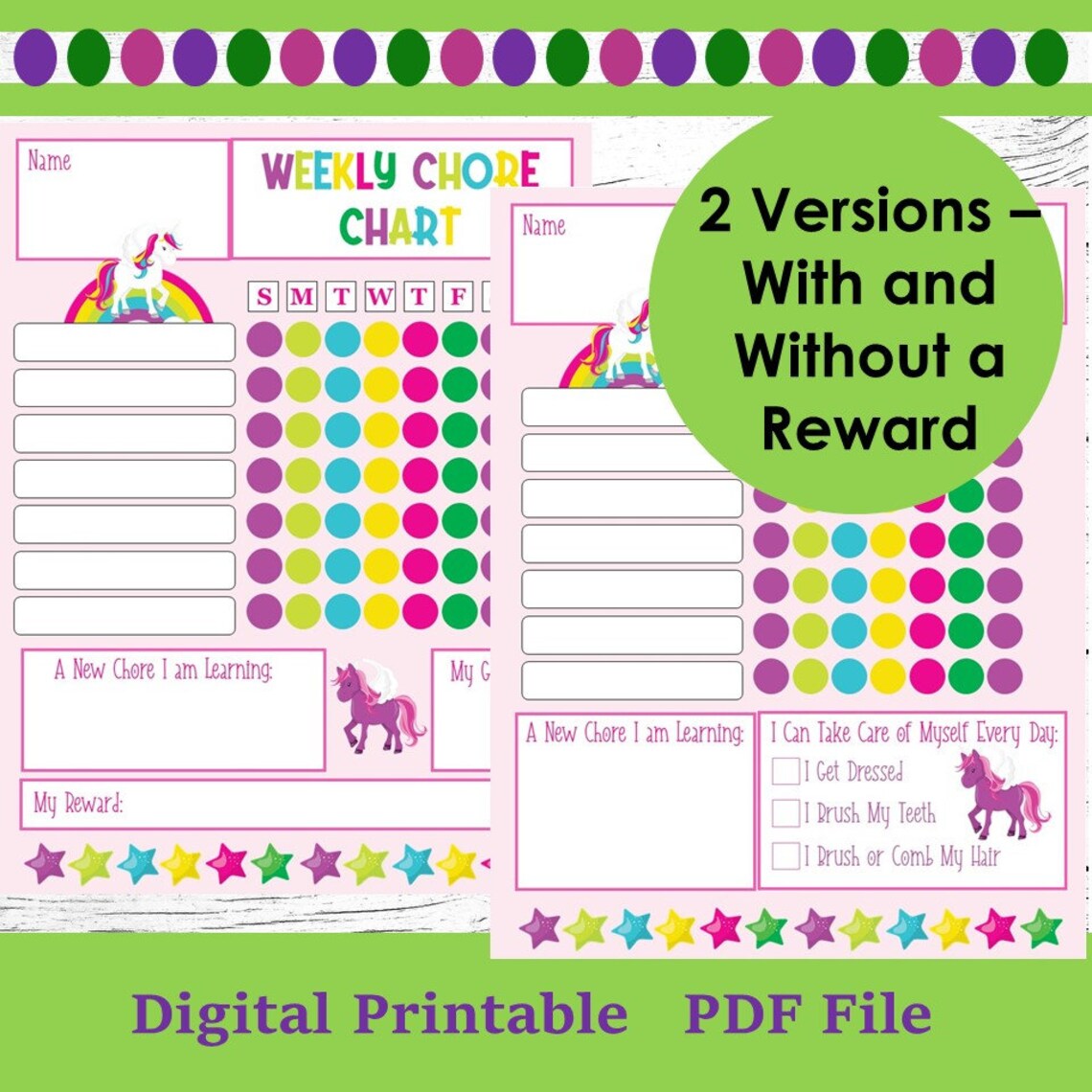 Chore Chart Daily and Weekly, Chore Chart Printable, Chore Chart for ...