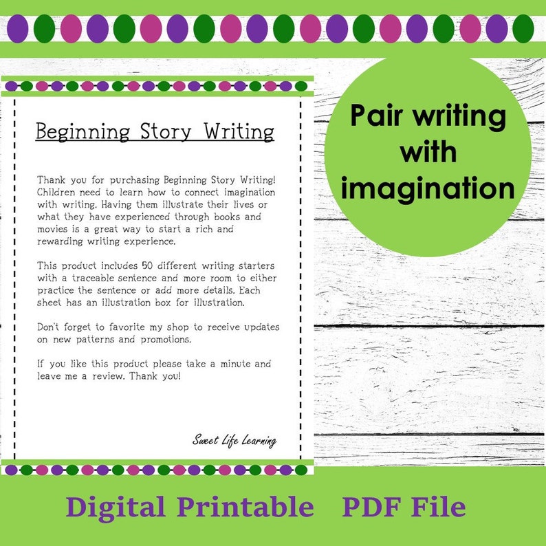 Preschool Beginning Story Writing Printables/writing Practice - Etsy