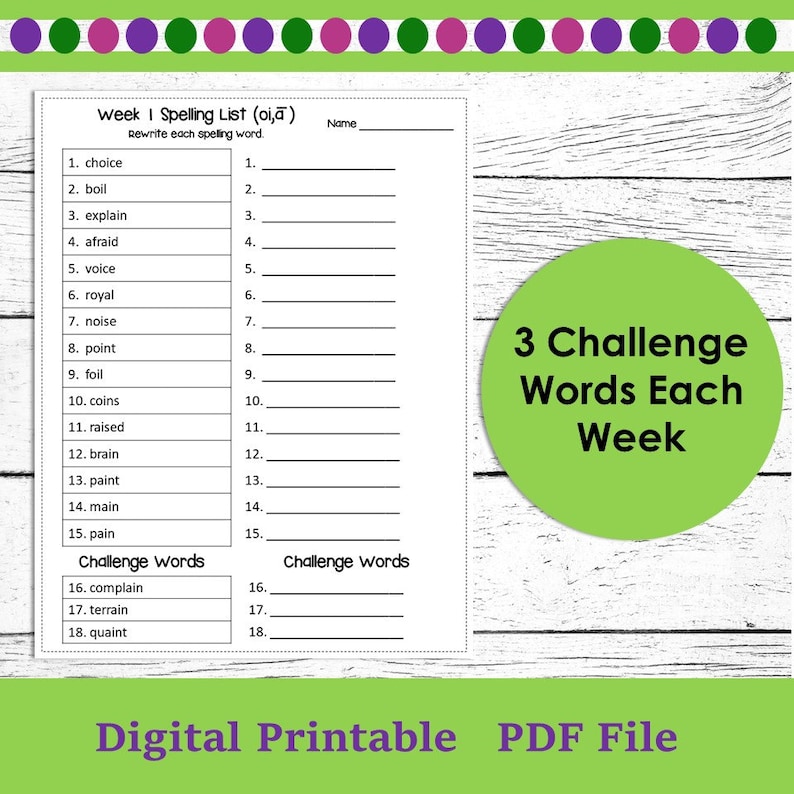 3rd Grade Spelling Worksheets: 6 Weeks of Activities (digital Download ...