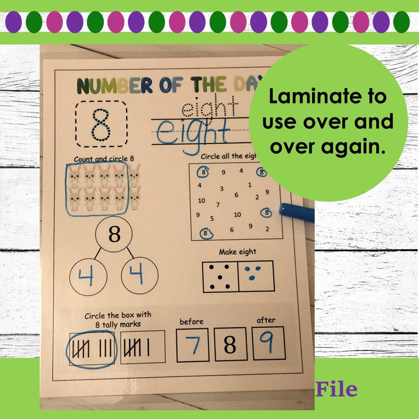 Number of the Day for Pre-k and Kindergarten Math/printable Number ...