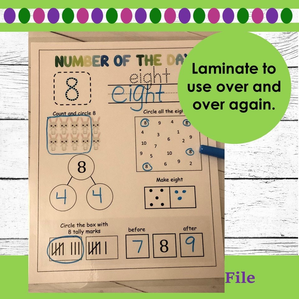 Number of the Day for Pre-k and Kindergarten Math/printable Number ...