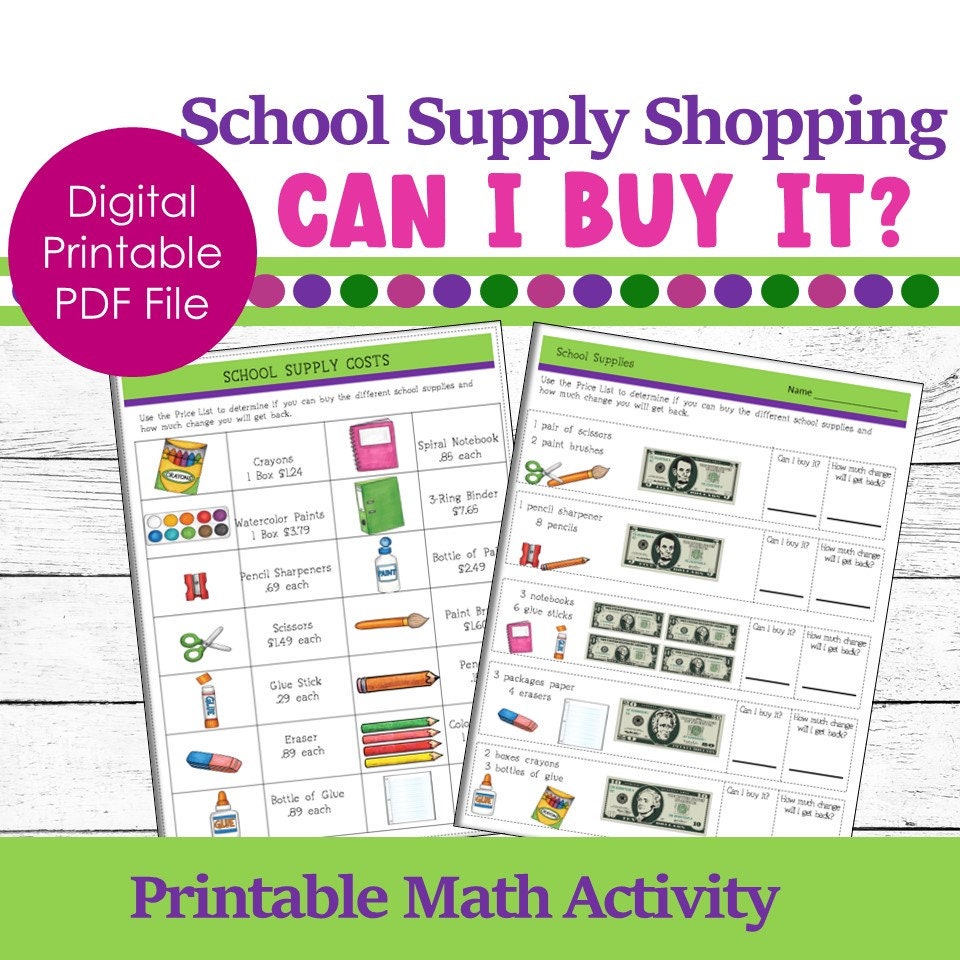 Addition, Subtraction Practice With Money, Can I Buy It, Math ...