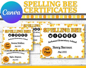 Editable Spelling Bee Award Certificate: Printable Winner Template ...