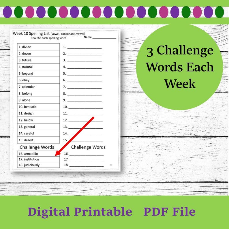 4th Grade Spelling Worksheets: Weeks 7-12 Activities (digital Download ...