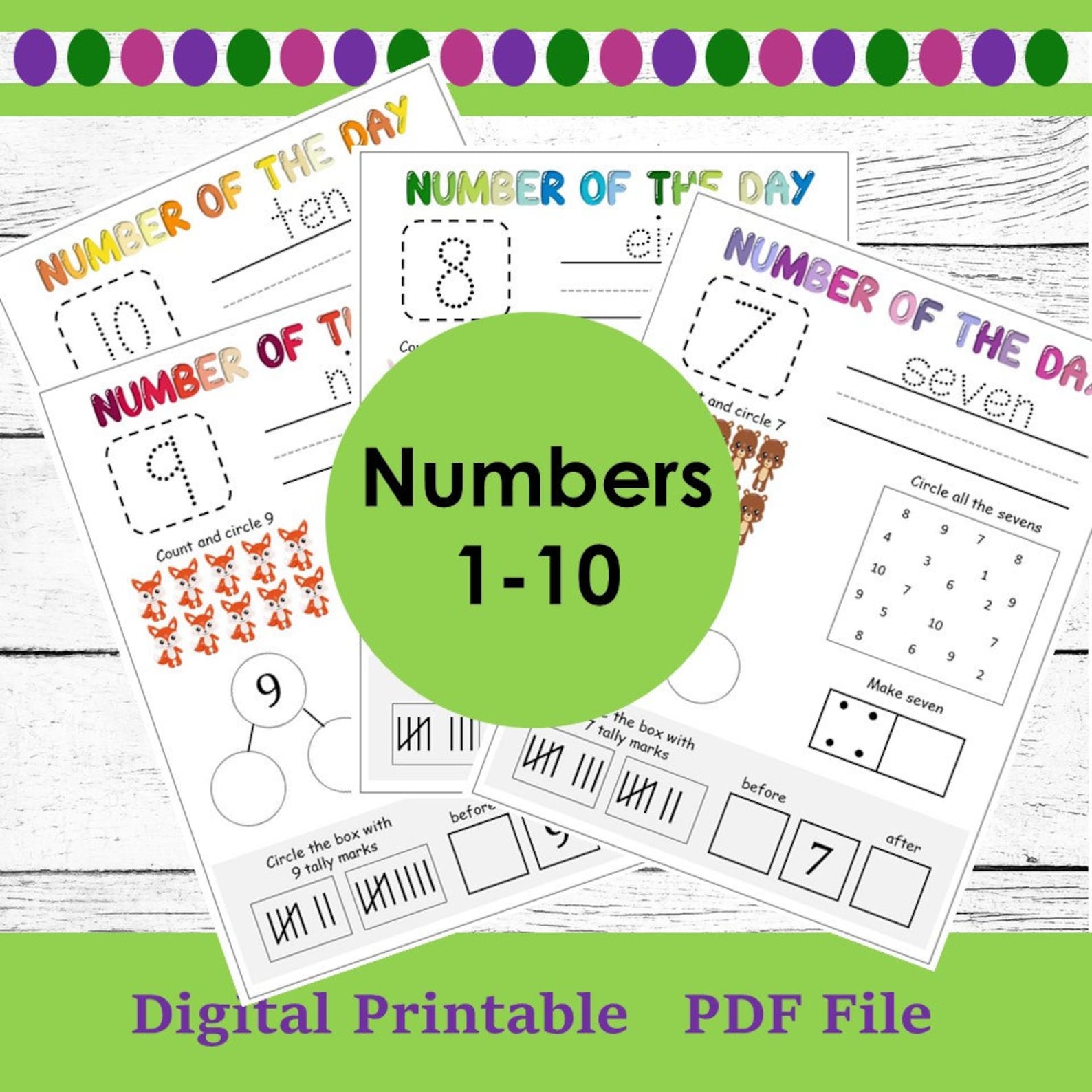 Number of the Day for Pre-k and Kindergarten Math/printable Number ...