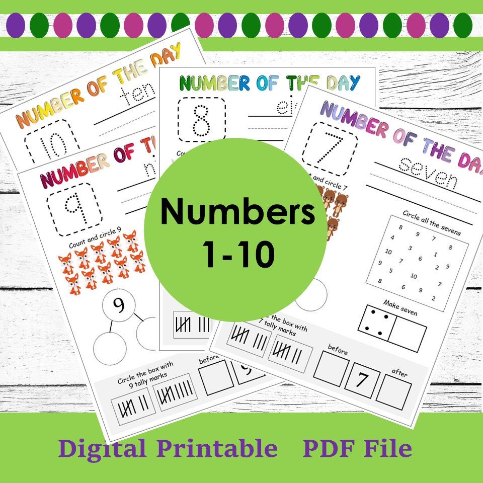Number of the Day for Pre-k and Kindergarten Math/printable Number ...
