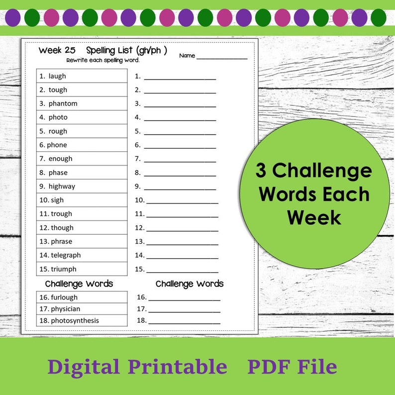 3rd Grade Spelling Worksheets/ 6 Weeks of Spelling Lists/ Spelling ...