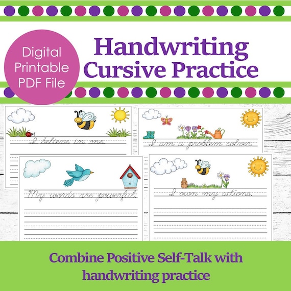 Handwriting Cursive Practice Worksheets/homeschool Handwriting | Etsy