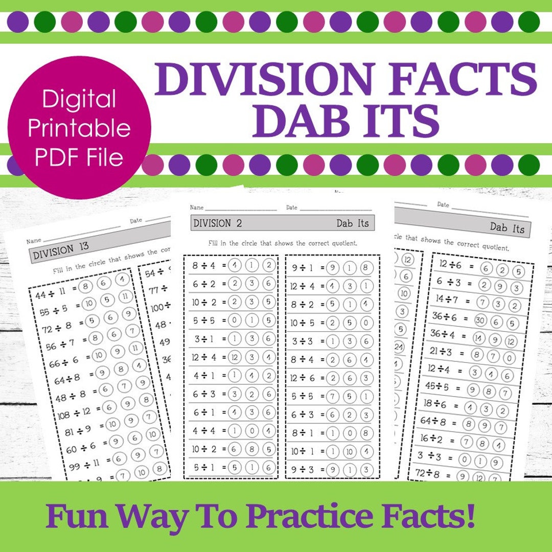 Division Facts Dab It/division Worksheets/learndivision Facts - Etsy