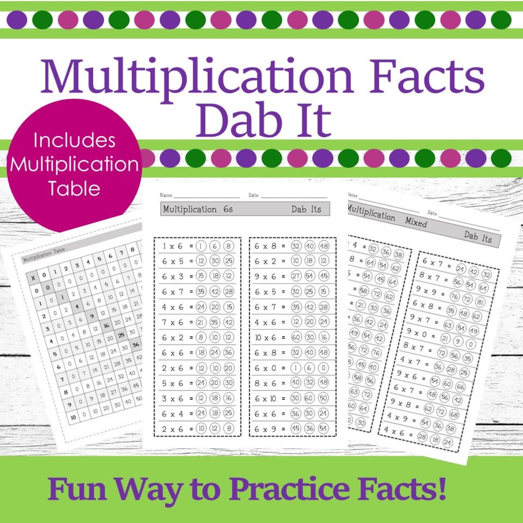 Multiplication Facts Dab It Worksheets/fun Multiplication Fact Practice ...