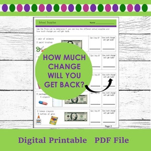 Addition, Subtraction Practice With Money, Can I Buy It, Math ...