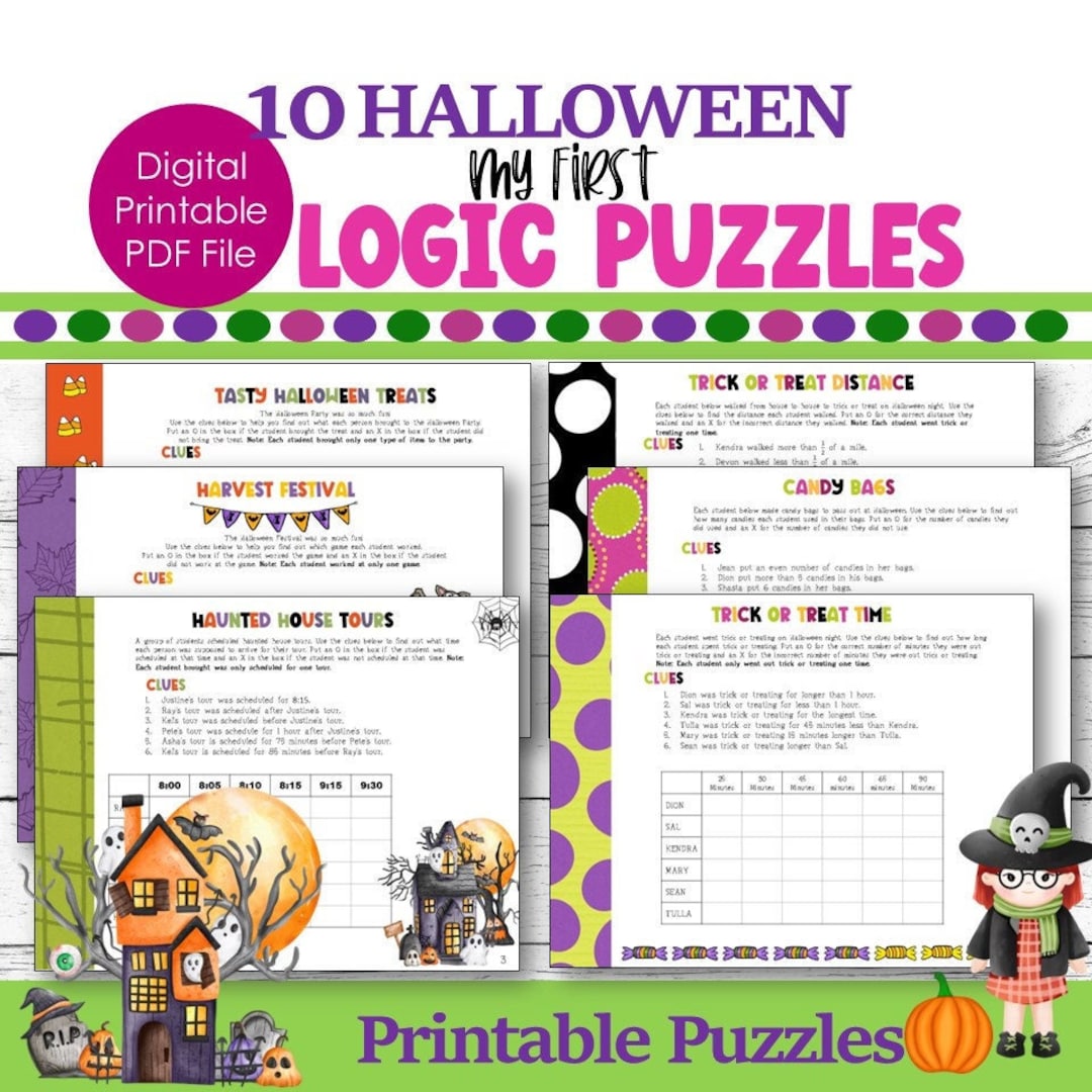 Halloween Math Logic Puzzles for Math Challenge Activity/logic Puzzles ...