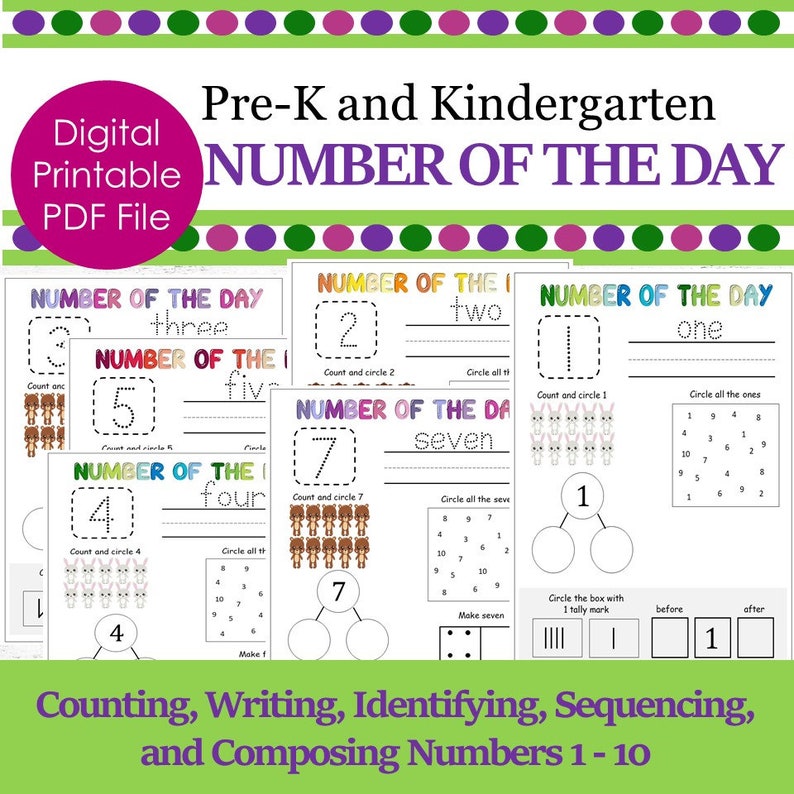 Number of the Day for Pre-k and Kindergarten Math/printable Number ...