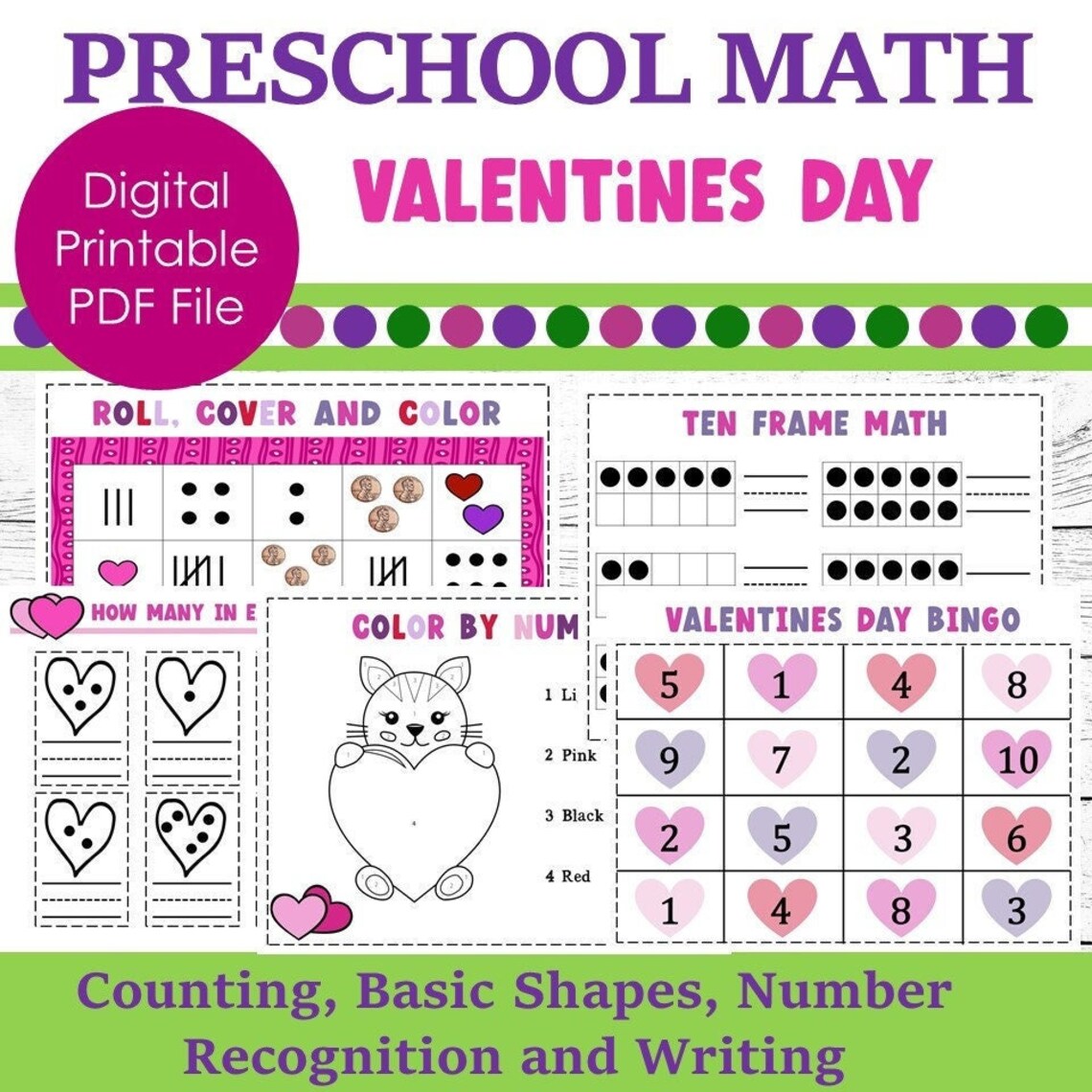 Preschool and Pre-k Valentines Math Activities/math Printable ...