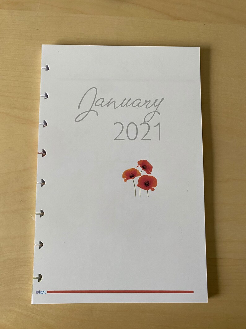 Weekly Disc-bound Calendar Printed Refill / Poppies - Etsy