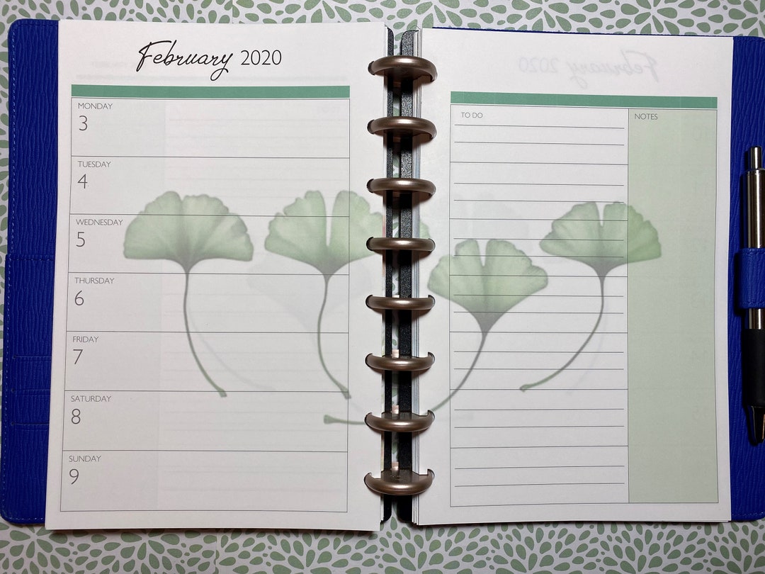 Weekly Disc-bound Calendar Printed Refill / Ginkgo (choose Your Custome ...
