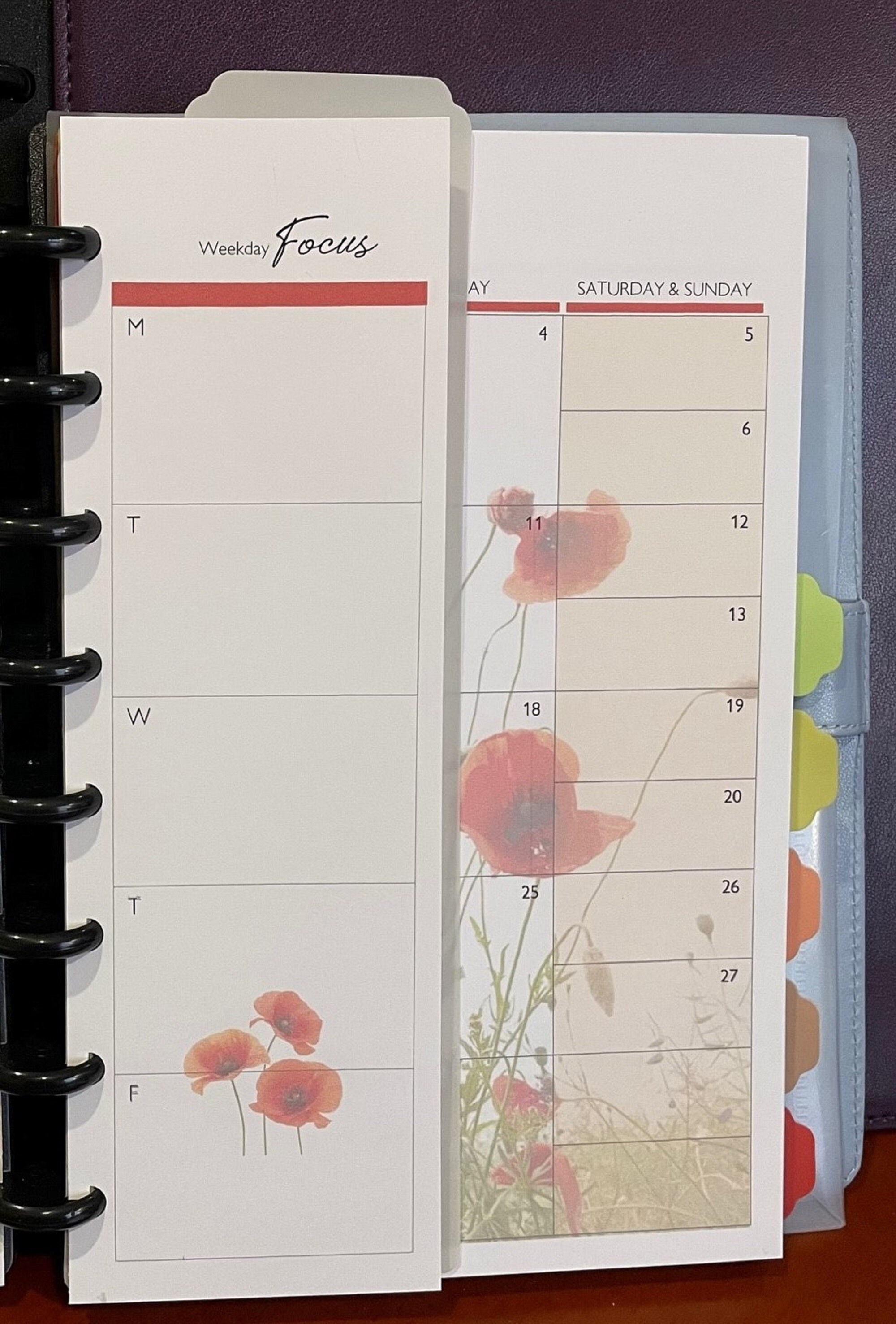 Weekday Focus Slim/half Pages for Disc-bound Planners / Calendars - Etsy