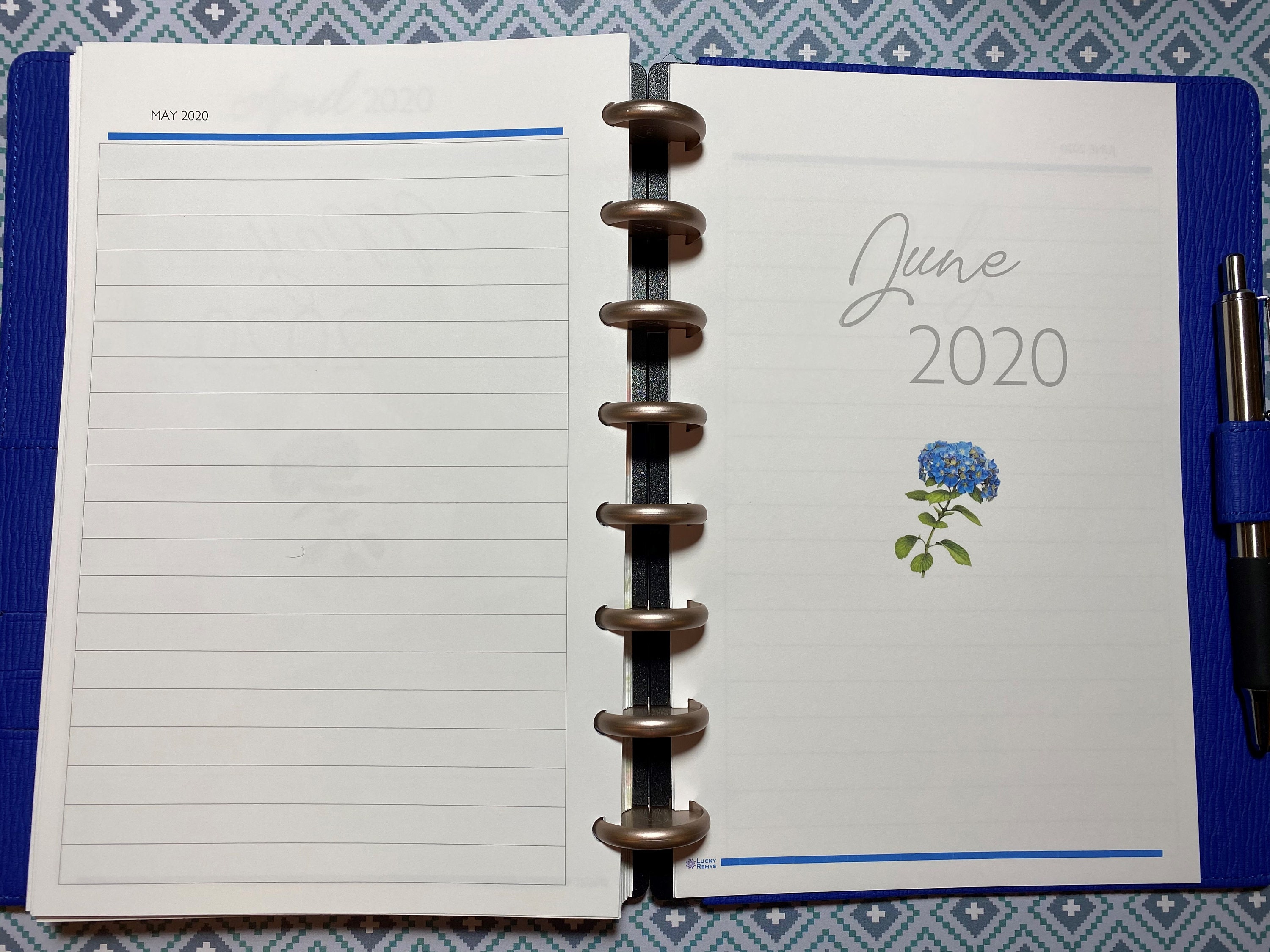 Weekly Disc-bound Calendar Printed Refill / Hydrangea (custom Date ...