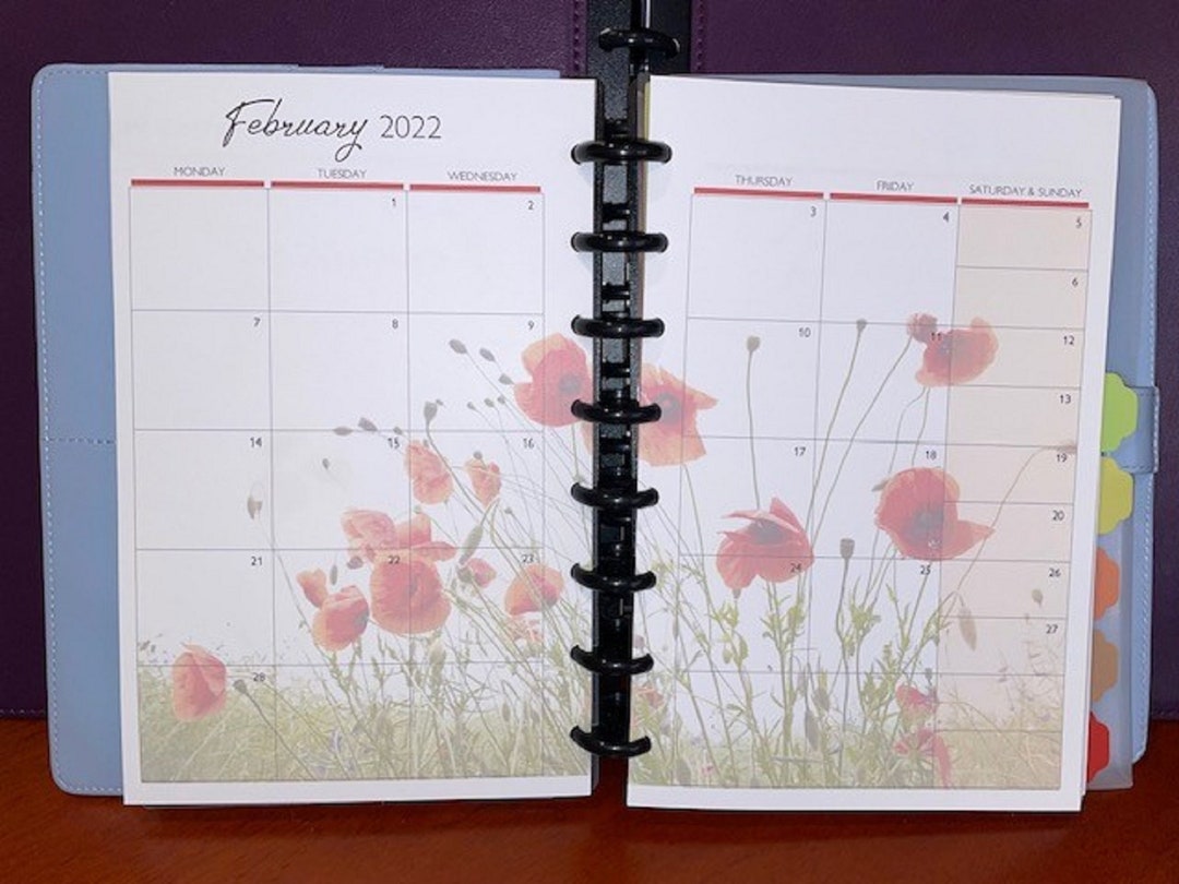 Monthly Disc-bound Printed Calendar Refill (custom Date Options) - Etsy