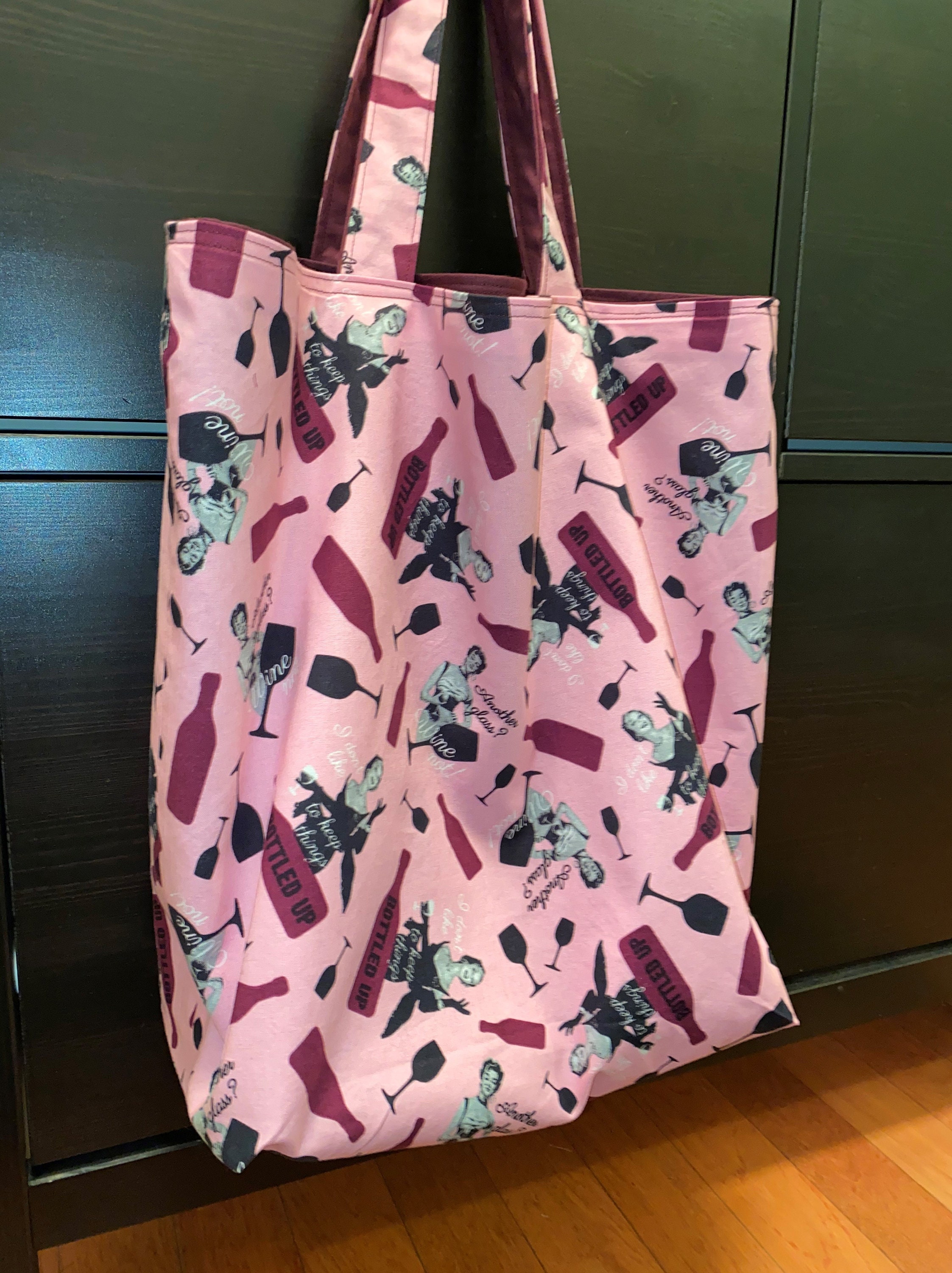 Reusable Shopping Bag / Tote Bag / Washable, Reversible Grocery Bag ...