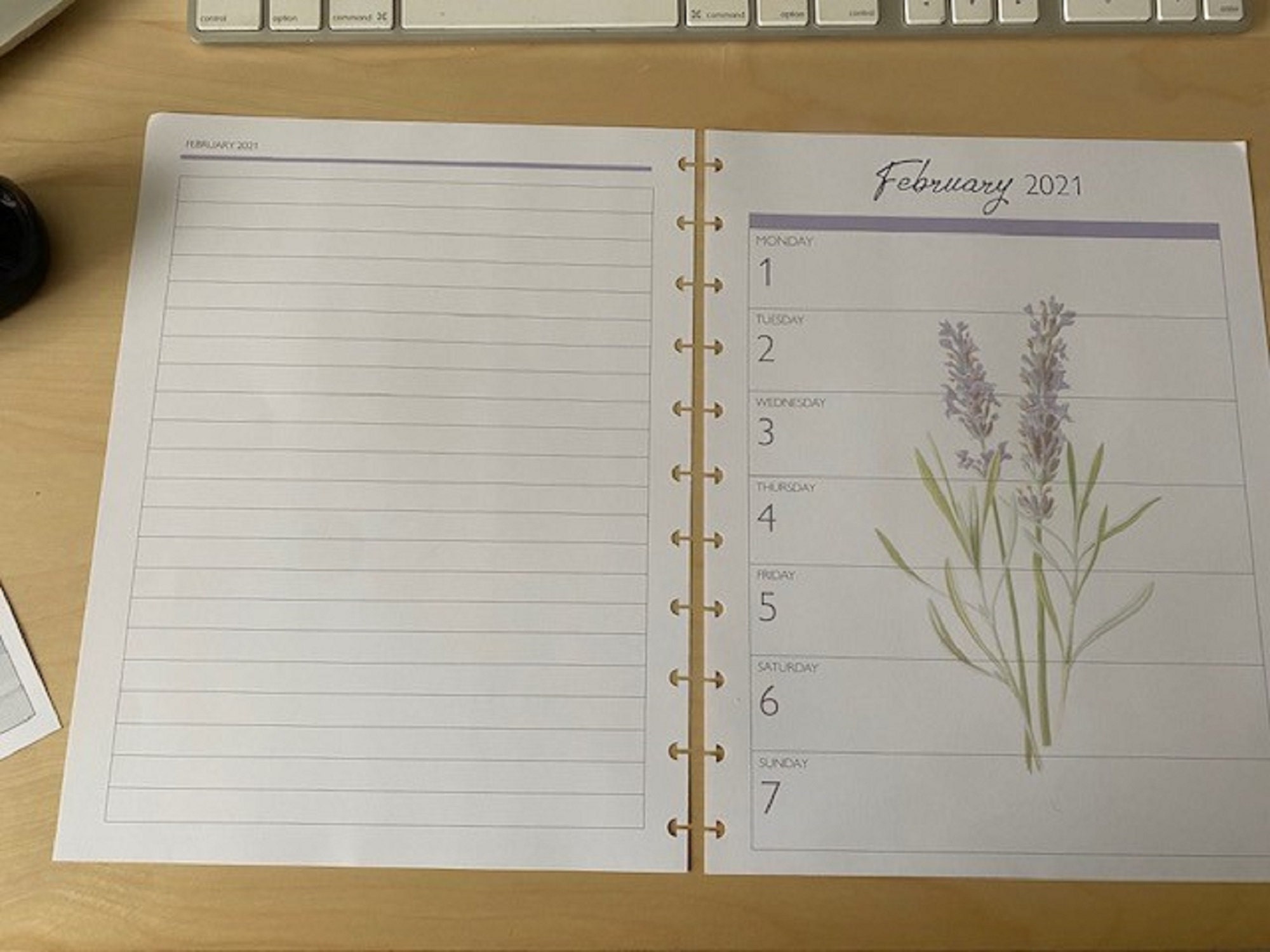 Monthly Disc-bound Calendar Printed Refill / Lavender - Etsy