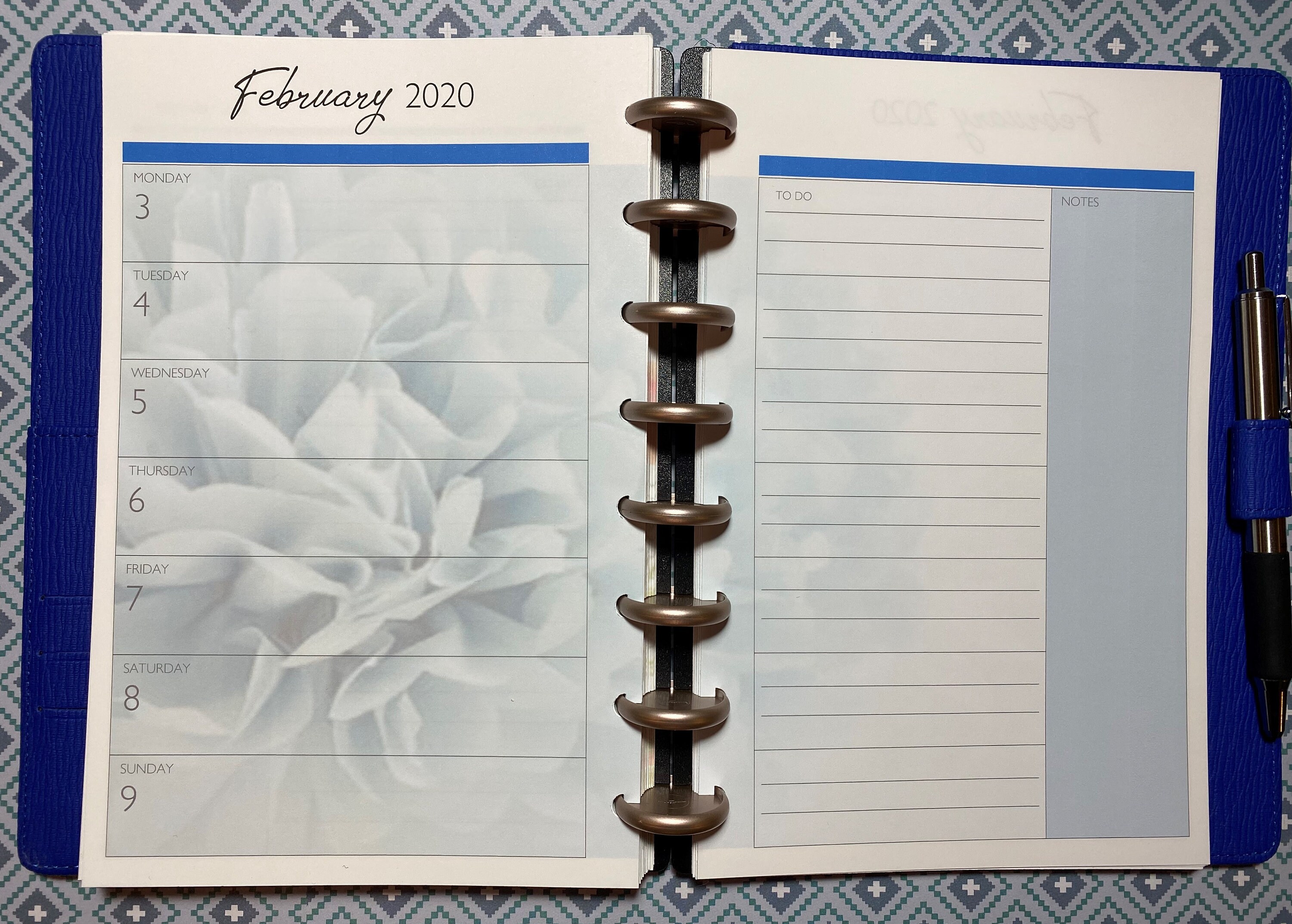 Weekly Disc-bound Calendar Printed Refill / Hydrangea (custom Date ...