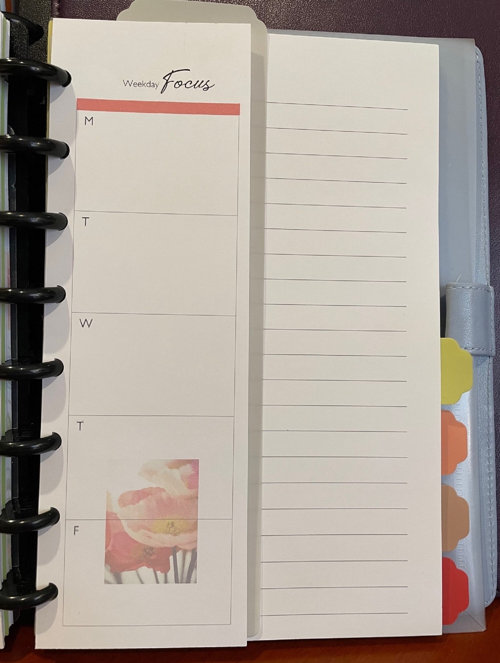 Weekday Focus Slim/half Pages for Disc-bound Planners / Calendars - Etsy
