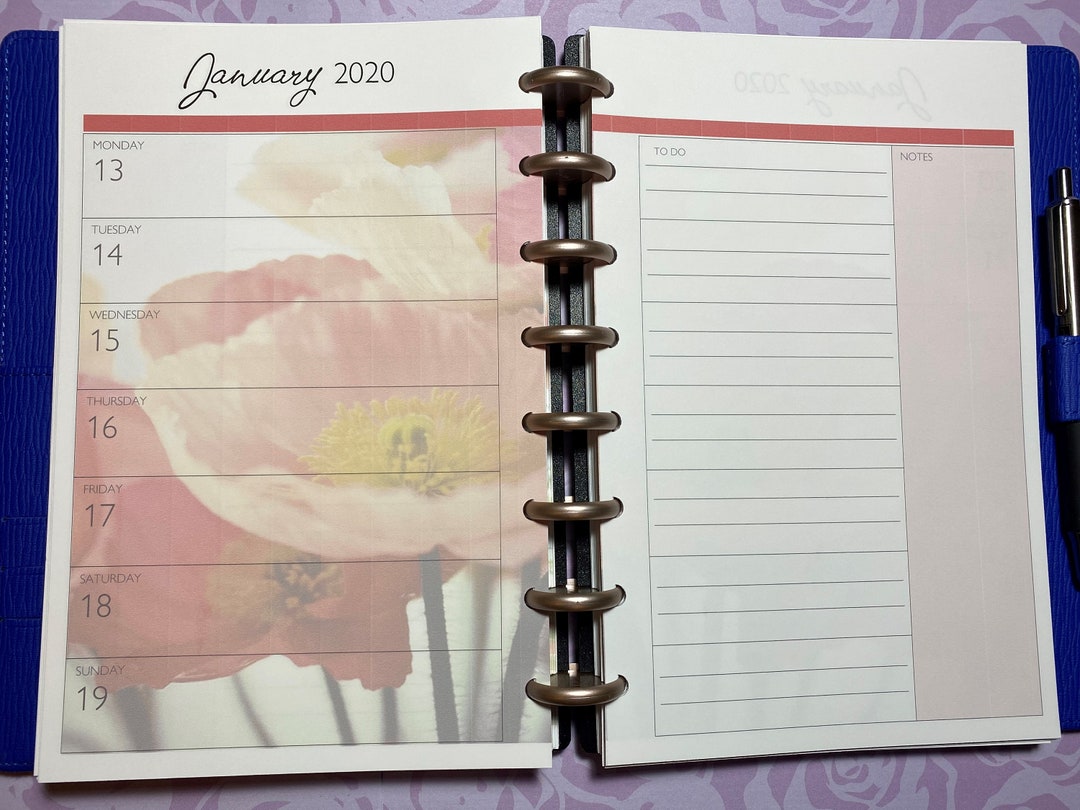 Weekly Disc-bound Calendar Printed Refill / Floral - Etsy