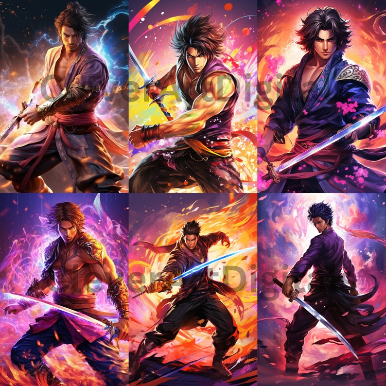 Anime Male Characters W/ Swords, Eye-catching, Generate Anime Character ...