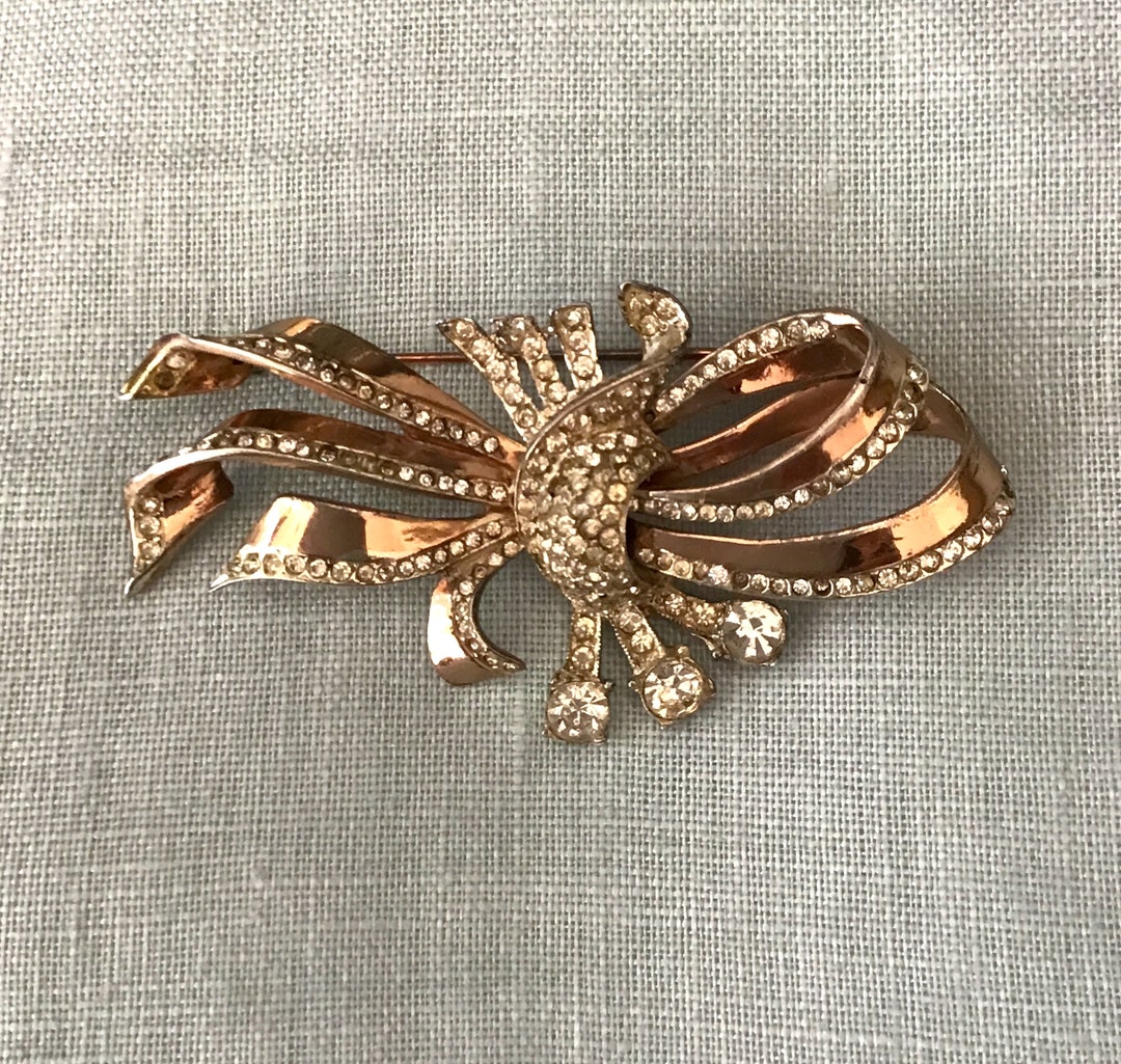 Coro Craft Sterling 1940's Flower Bouquet Brooch, A Dramatic Eye ...