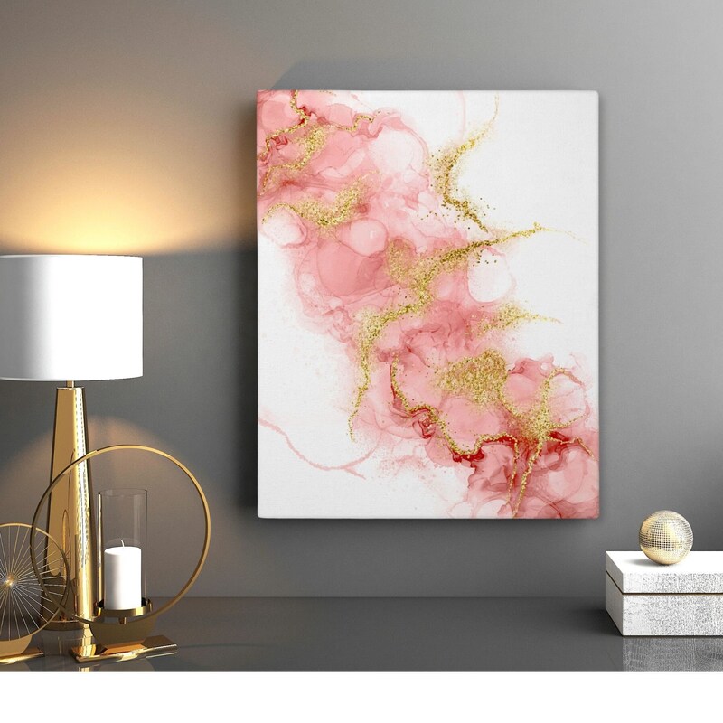 Pink Gold Wall Art - Etsy