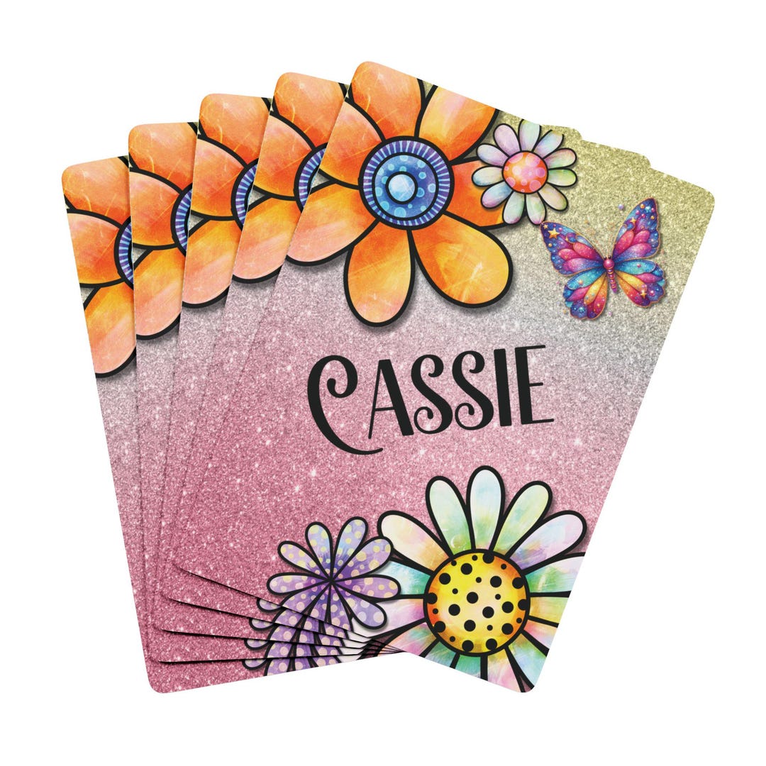 Personalized Card Set for Kids, Custom Name Card Set, Fun Floral Daisy ...