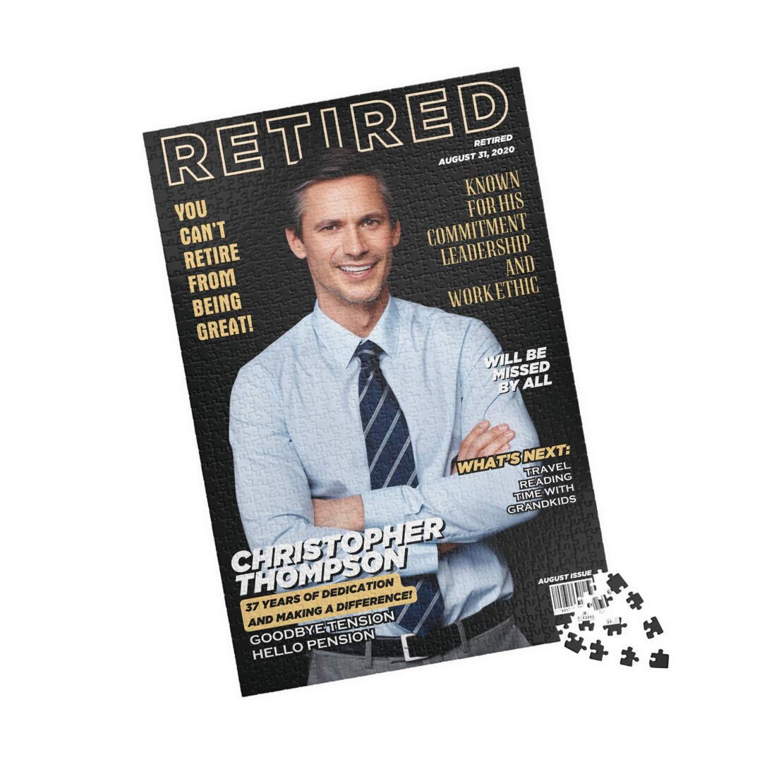 Magazine Cover Style Retirement Puzzle, Personalized Photo Jigsaw ...