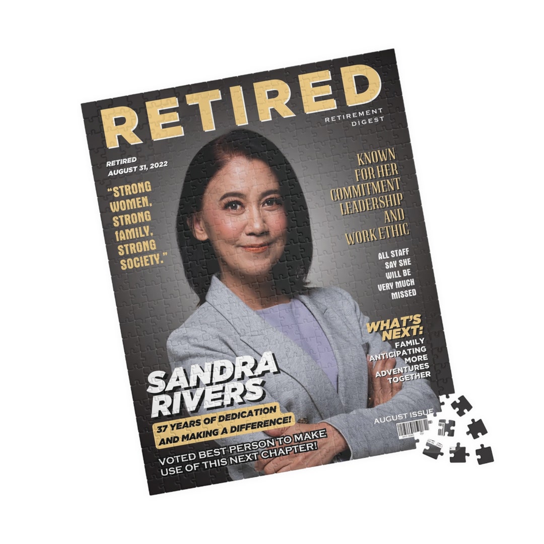 Magazine Cover Style Retirement Puzzle, Woman Retirement Gift ...