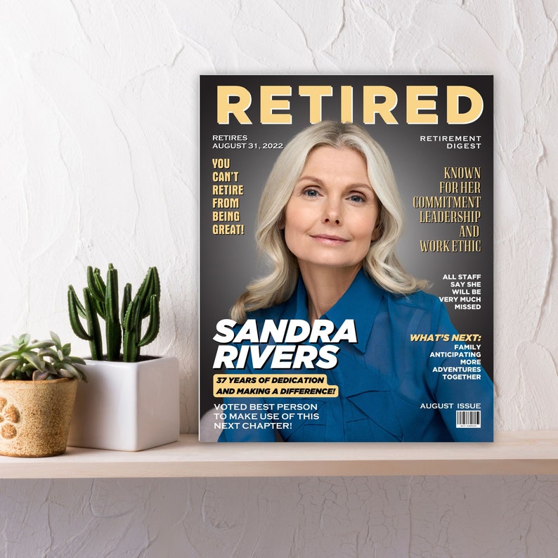 Personalized Photo Retirement CANVAS Print for Woman, Retired Magazine ...