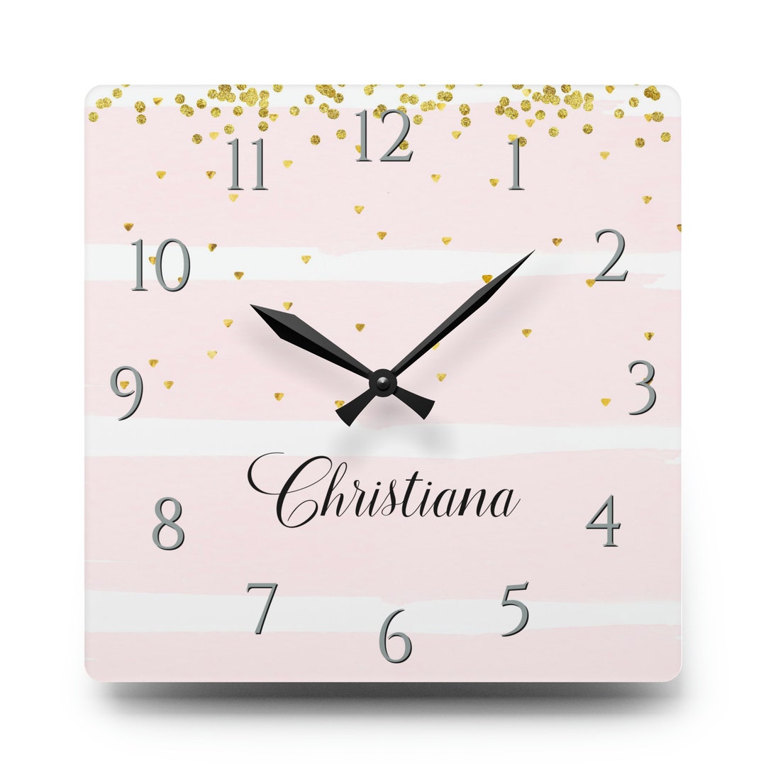 Personalized Pink and White Clock Clock for Girl Teen - Etsy