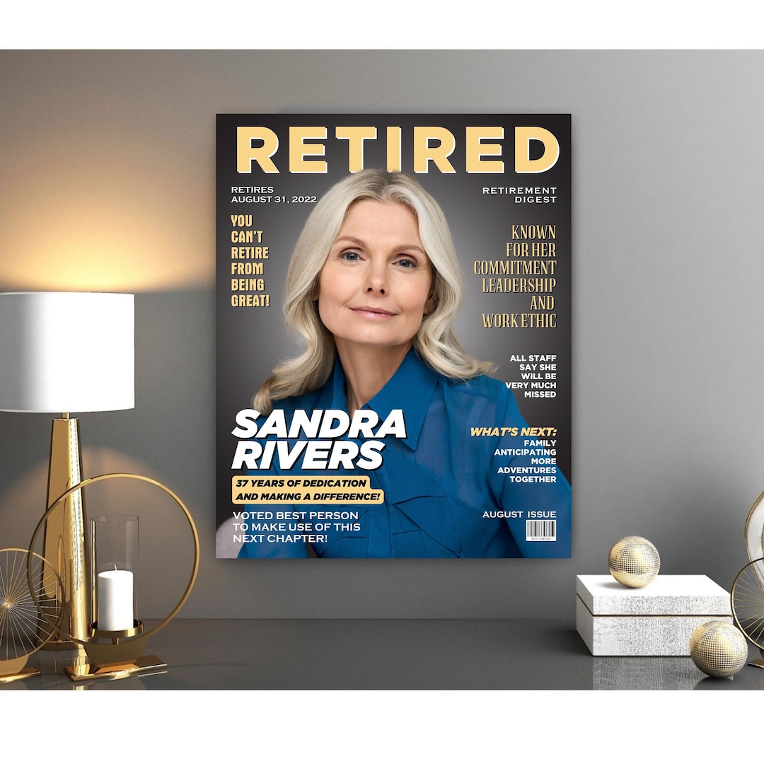 Personalized Photo Retirement CANVAS Print for Woman, Retired Magazine ...