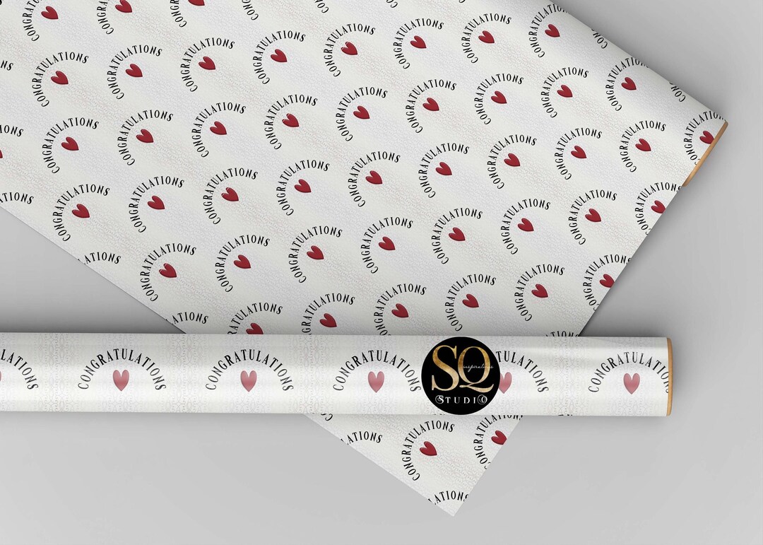 Congratulations Wrapping Paper on Roll, Engagement, Bridal Shower ...