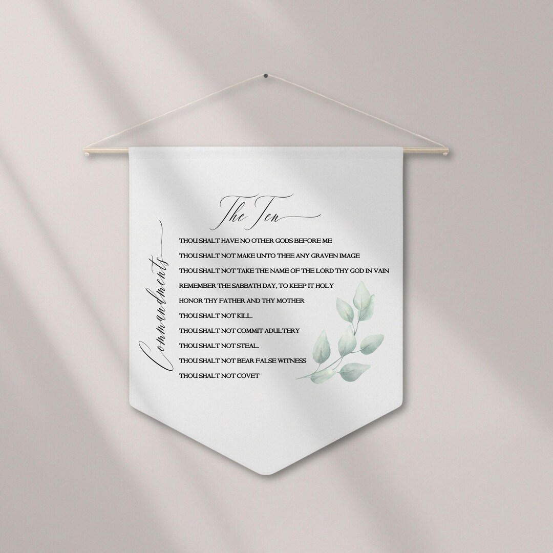 The 10 Commandments Pennant, Bible Verse Pennant, Religion Class Poster ...