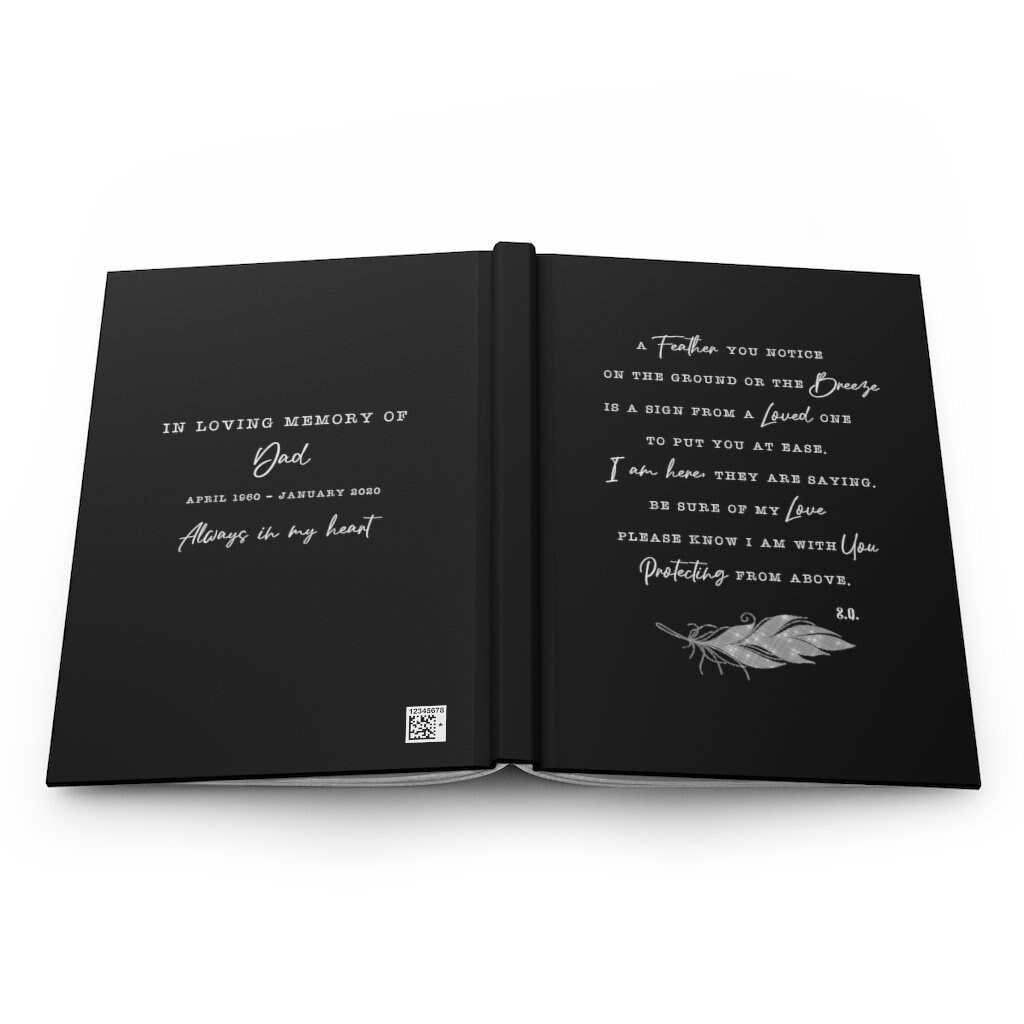 Personalized Hard Cover Memorial Journal Feather Quote - Etsy